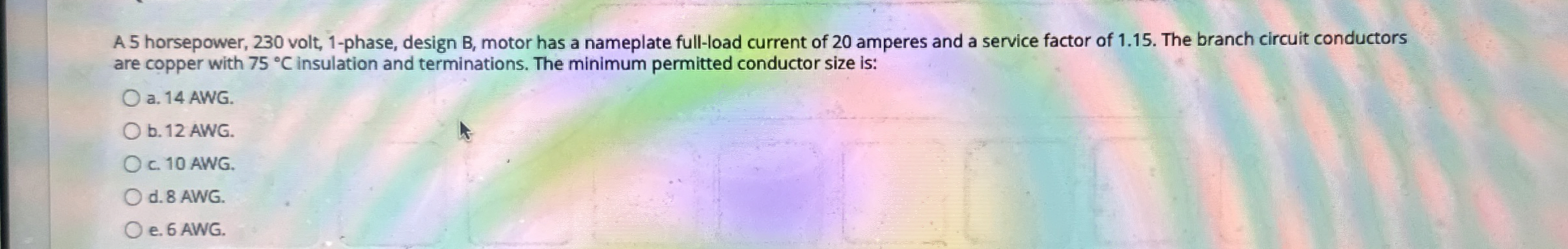 Solved A 5 ﻿horsepower, 230 ﻿volt, 1-phase, design B, ﻿motor | Chegg.com