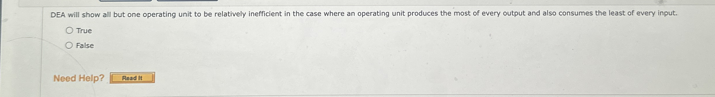 Solved DEA will show all but one operating unit to be | Chegg.com