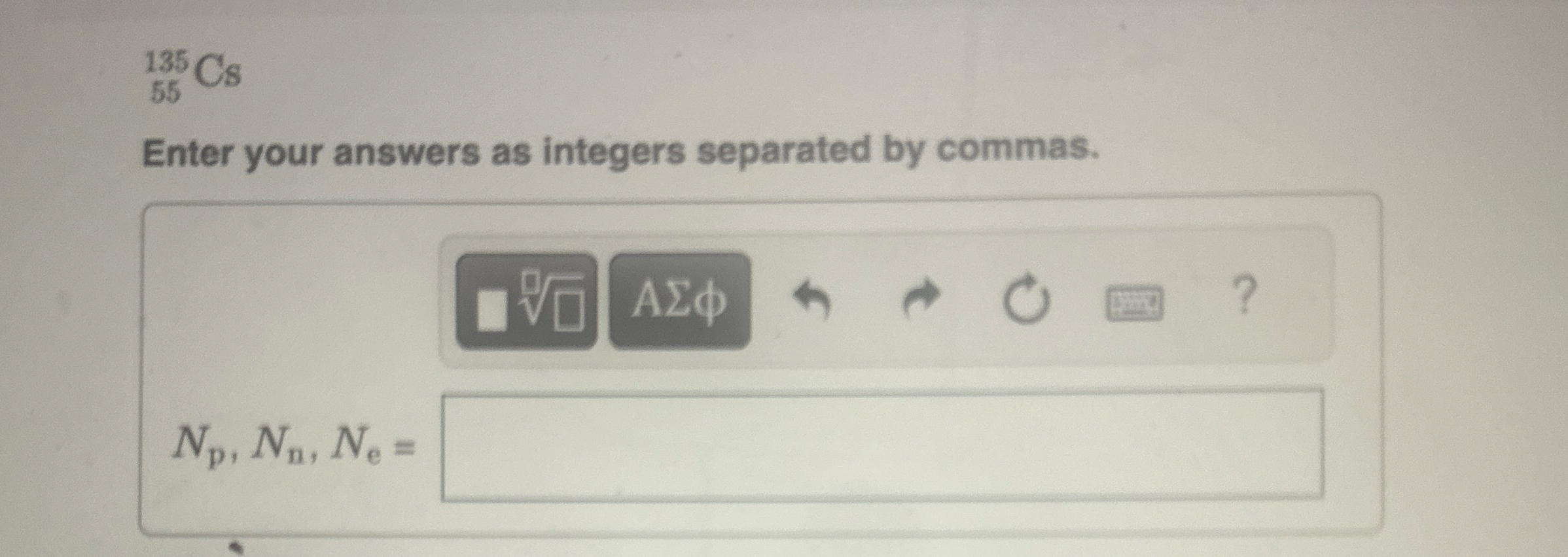 ?55135CsEnter your answers as integers separated by | Chegg.com