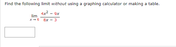 Solved Find the following limit without using a graphing | Chegg.com