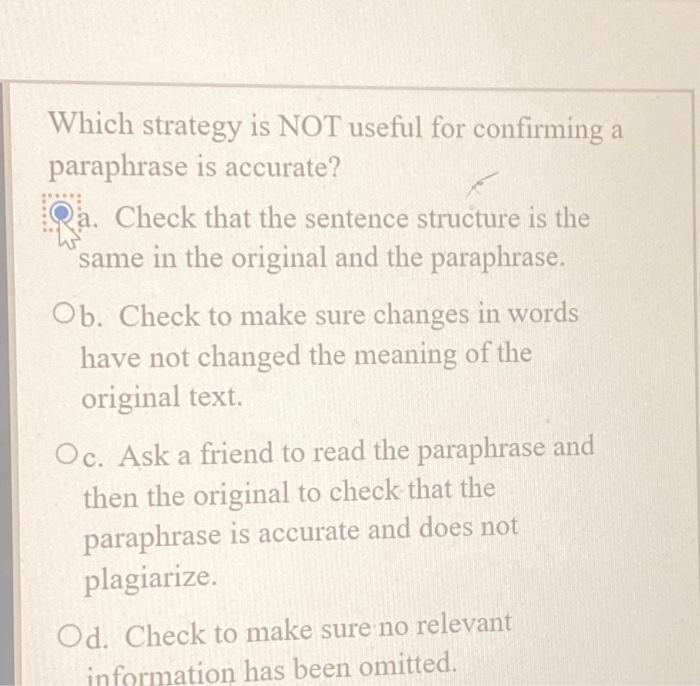 Solved Which strategy is NOT useful for confirming a | Chegg.com