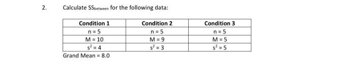 Solved Calculate SSbetween for the following data: | Chegg.com