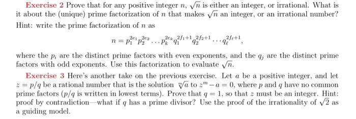 Solved Exercise 2 Prove that for any positive integer n,n is | Chegg.com