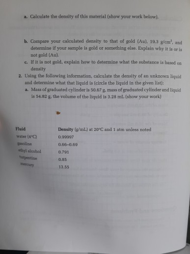 Solved Questions and Problems 1. You measure the mass and | Chegg.com