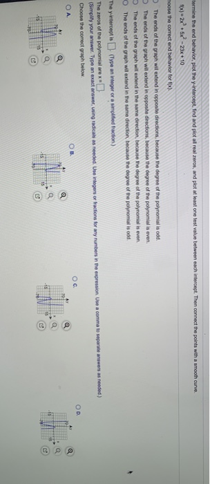 Solved termine the end behavior, plot the y-intercept, find | Chegg.com