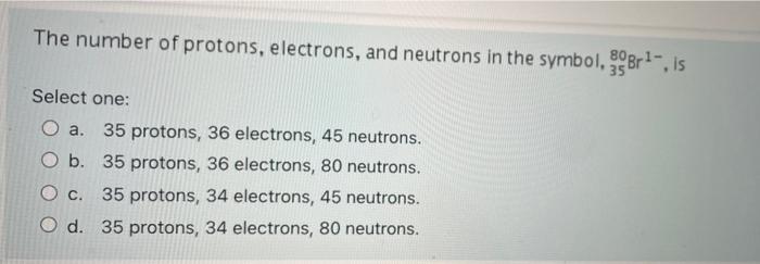 Solved The number of protons, electrons, and neutrons in the | Chegg.com
