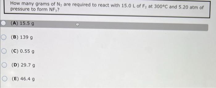 Solved How many grams of N2 are required to react with 15.0 | Chegg.com