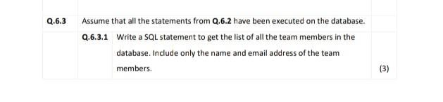 Solved Q.6.2 The below sample data in third normal form was | Chegg.com