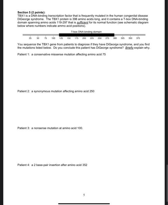 Solved Section 5 (2 points): TBX1 is a DNA-binding | Chegg.com
