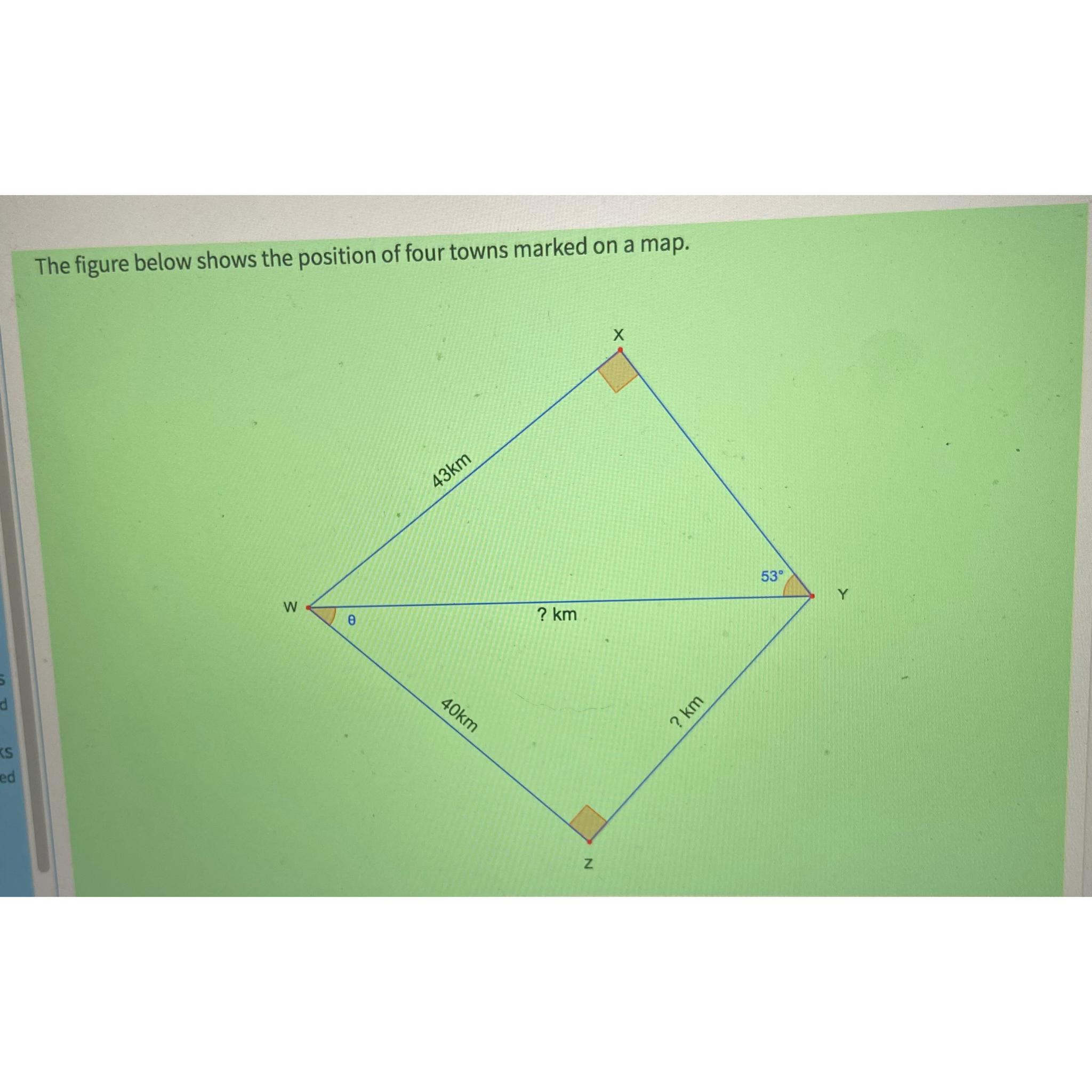 Solved The figure below shows the position of four towns | Chegg.com