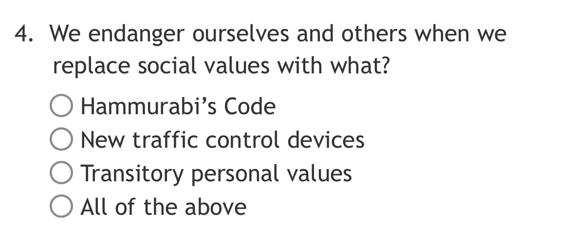 Solved We endanger ourselves and others when we replace | Chegg.com