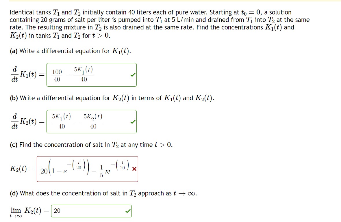 Solved Identical tanks T1 ﻿and T2 ﻿initially contain 40 | Chegg.com