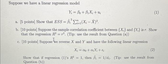Solved Suppose we have a linear regression model | Chegg.com
