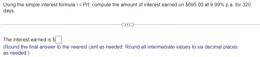 Solved Using the simple interest formula I = ﻿Prt, ﻿compute | Chegg.com