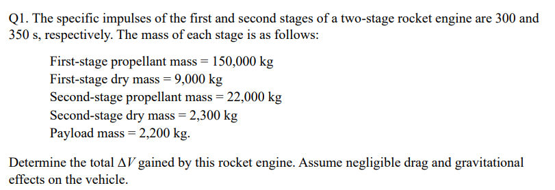 Solved Q1. ﻿The specific impulses of the first and second | Chegg.com