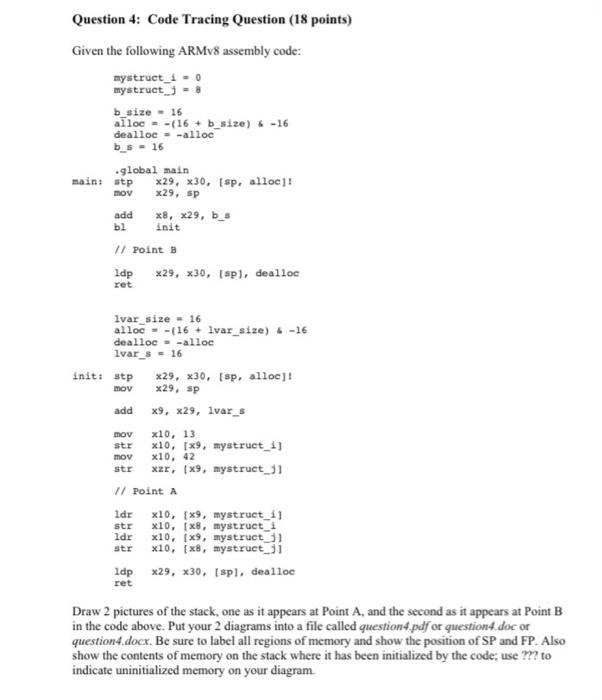 Solved Question 4: Code Tracing Question (18 points) Given | Chegg.com