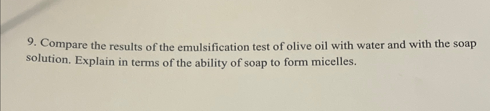 Solved Compare the results of the emulsification test of | Chegg.com