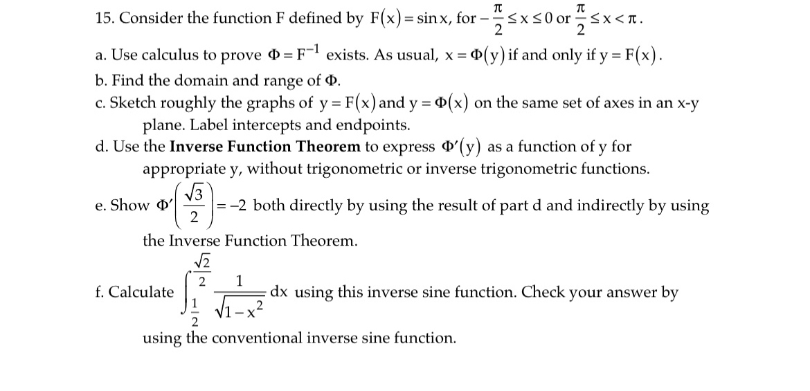 Solved Consider the function F ﻿defined by F(x)=sinx, ﻿for | Chegg.com