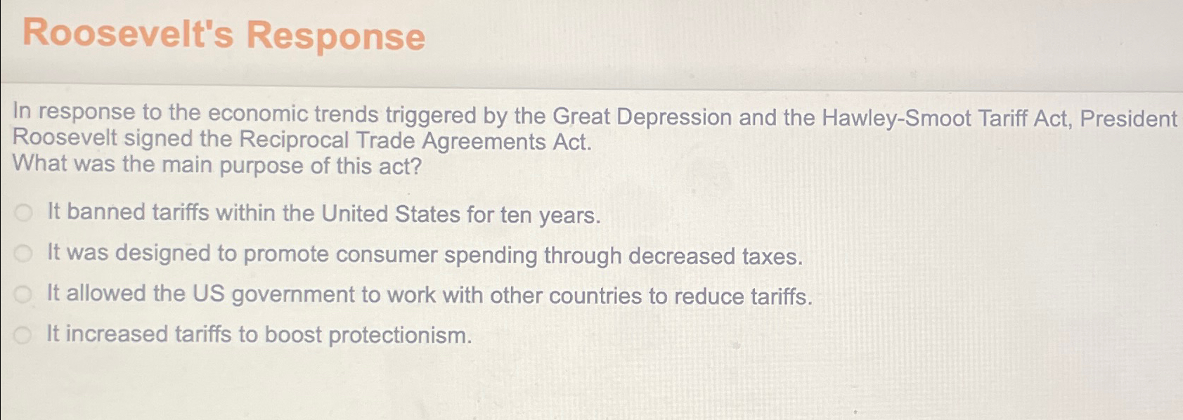Solved Roosevelt's ResponseIn response to the economic | Chegg.com