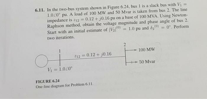 Solved 6.11. In the two-bus system shown in Figure 6.24 , | Chegg.com
