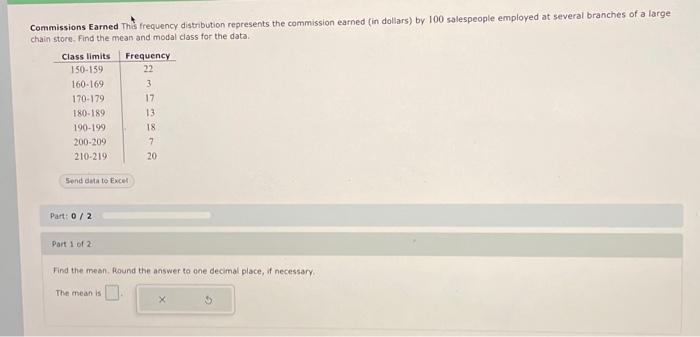 Solved Commissions Earned This frequency distribution | Chegg.com