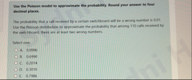 Solved Use the Polsson model to approximate the probability. | Chegg.com