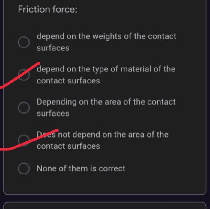 Solved Friction force; depend on the weights of the contact | Chegg.com