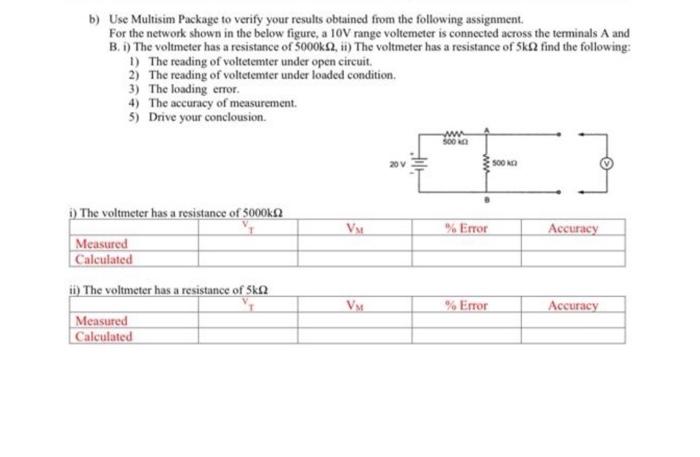 Solved b) Use Multisim Package to verify your results | Chegg.com