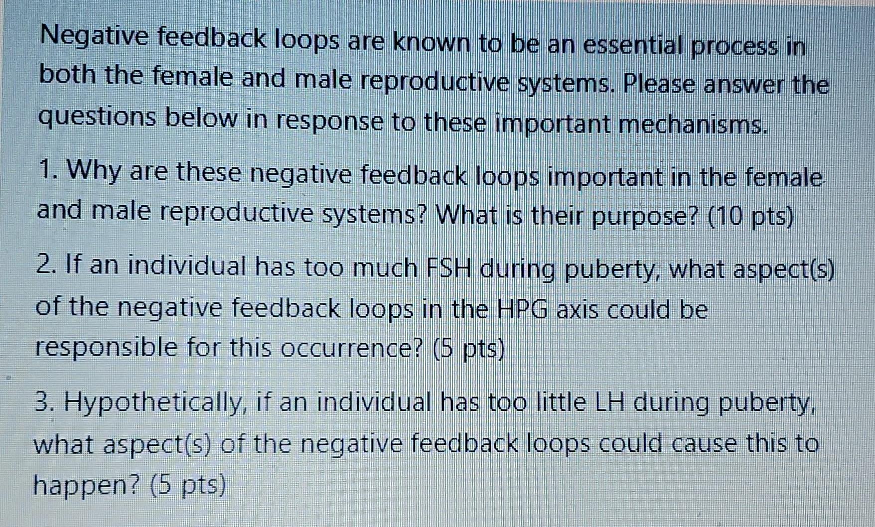 Solved Negative feedback loops are known to be an essential | Chegg.com