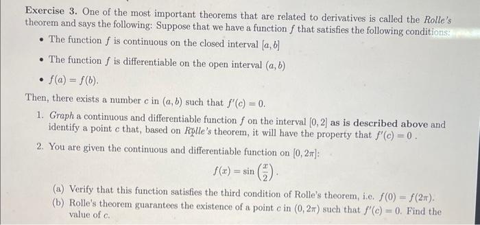 Solved Exercise 3 . One of the most important theorems that | Chegg.com