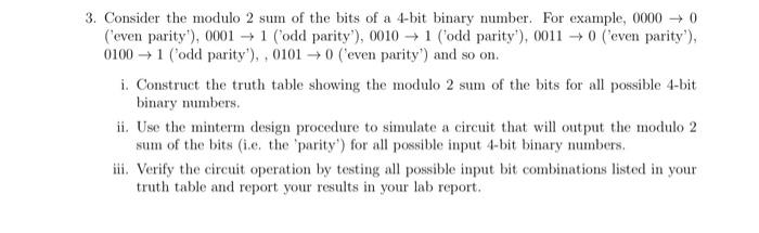 Solved 3. Consider the modulo 2 sum of the bits of a 4-bit | Chegg.com