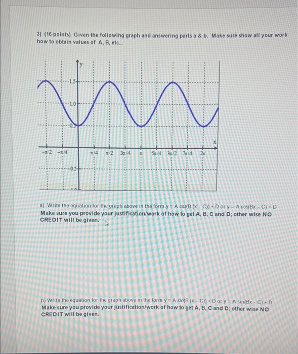 Solved 3) (16 points) Given the following graph and | Chegg.com