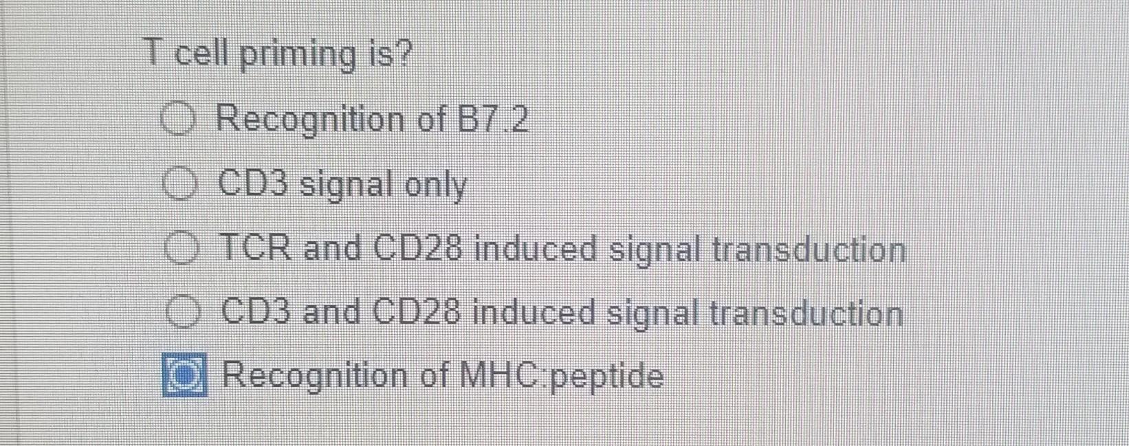 Solved T cell priming is? Recognition of B7.2 CD3 signal | Chegg.com