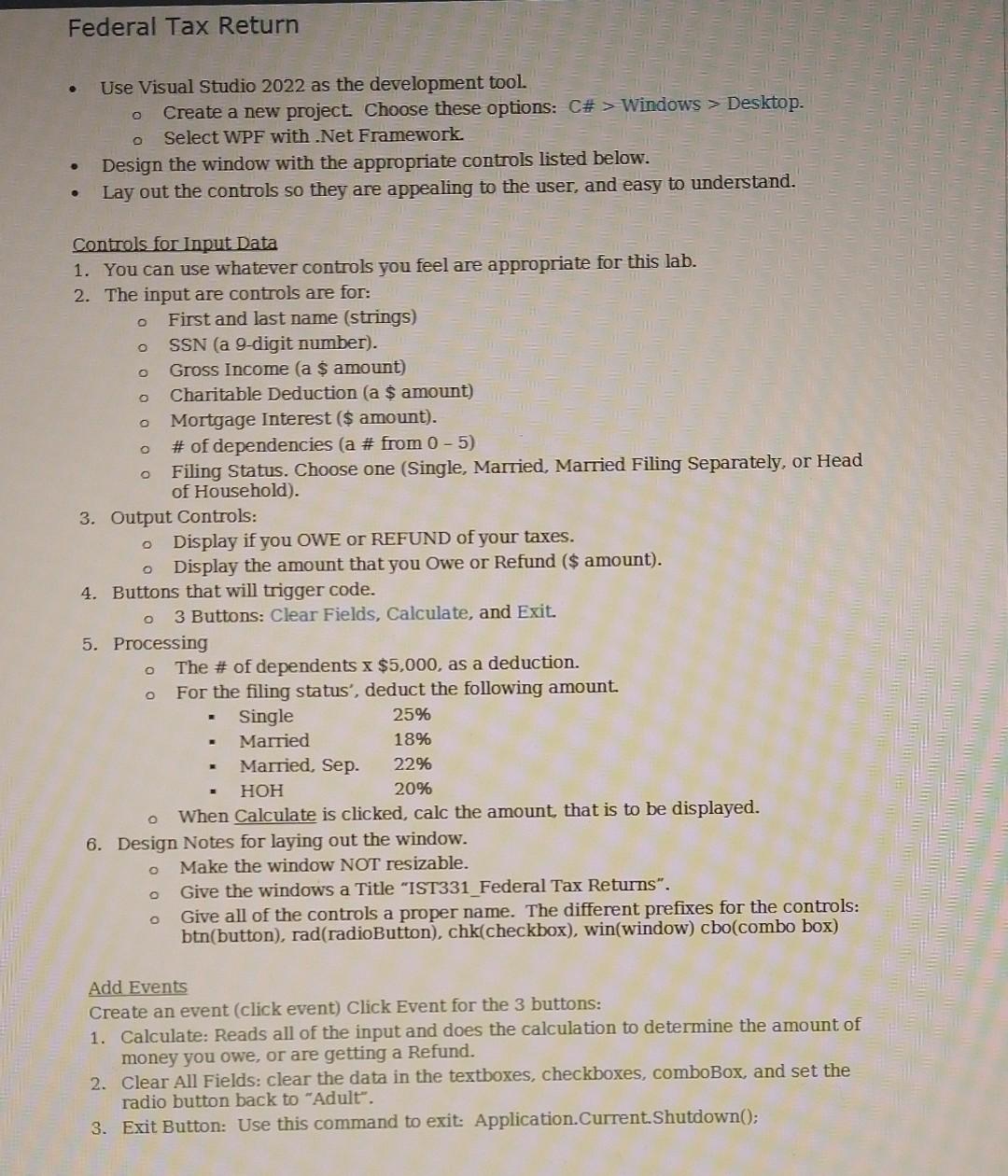 Solved done using visual studio 2022 C# windows desktop app | Chegg.com