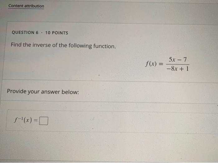 Solved Content attribution QUESTION 6. 10 POINTS Find the | Chegg.com