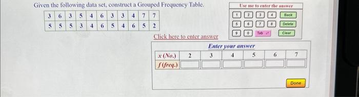 Solved Given the following data set, construct a Grouped | Chegg.com