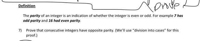 Solved Definition provet The parity of an integer is an | Chegg.com