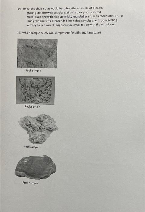 Solved SEDIMENTARY ROCKS LAB EXPERIMENT 2 LAB S 1. Place the | Chegg.com