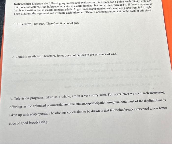 Solved Instructions: Diagram the following arguments and | Chegg.com