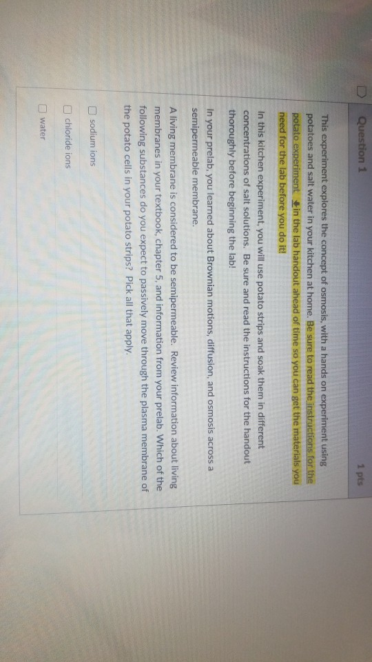Solved Question 1 1 pts This experiment explores the concept | Chegg.com