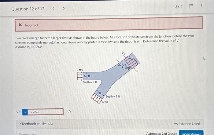 Solved Two rivers merge to form a larger river as shown in | Chegg.com