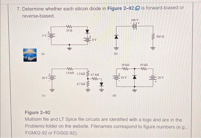 Solved 7. Determine whether each silicon diode in Figure | Chegg.com