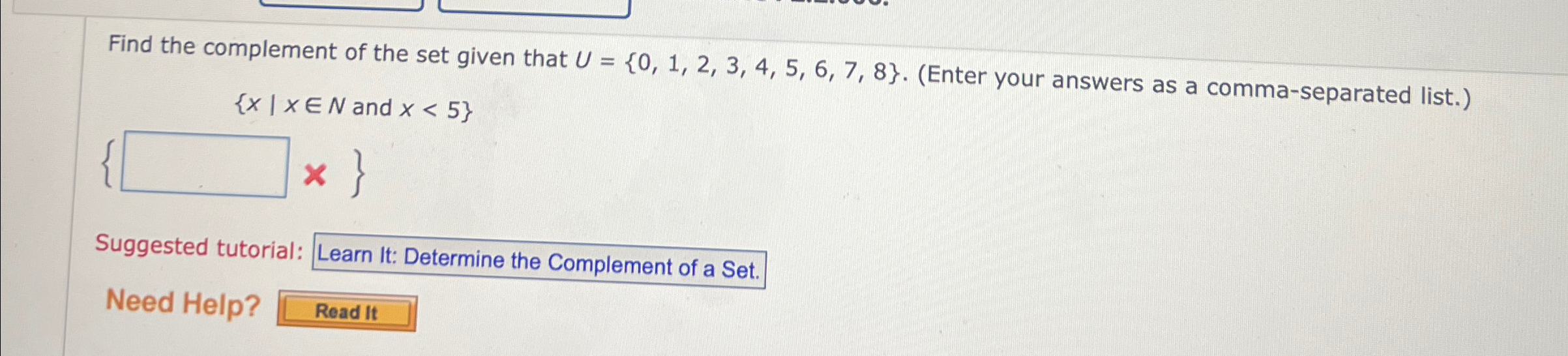 Solved Find the complement of the set given that | Chegg.com