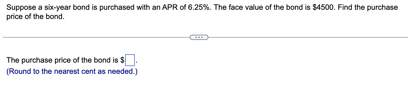 Solved Suppose a six-year bond is purchased with an APR of | Chegg.com