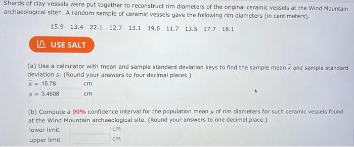 Solved erds of clay vessels were put together to reconstruct | Chegg.com