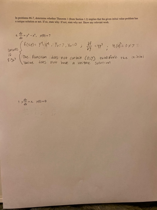 Solved In problems 6-7, determine whether Theorem 1 (from | Chegg.com