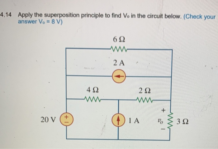 Solved 4.14 Apply the superposition principle to find Vo in | Chegg.com