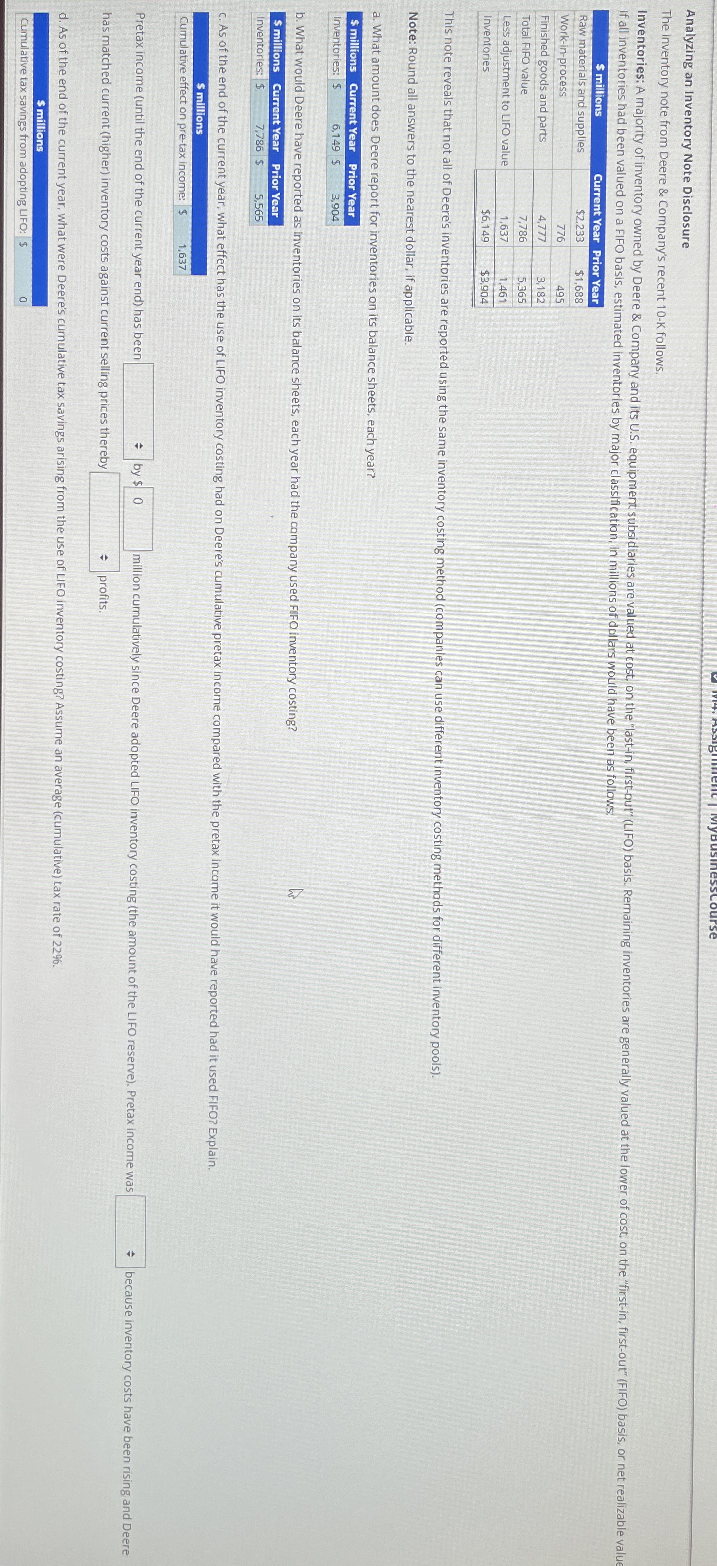Solved Analyzing an Inventory Note DisclosureThe inventory | Chegg.com