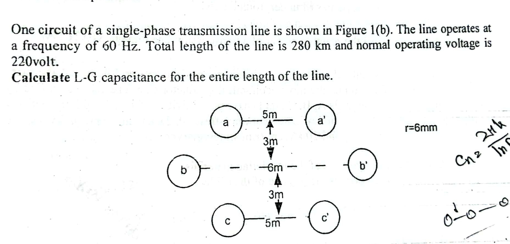 Solved One circuit of a single-phase transmission line is | Chegg.com