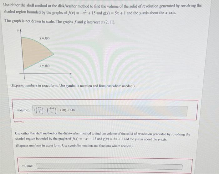 Solved Use either the shell method or the disk/washer method | Chegg.com
